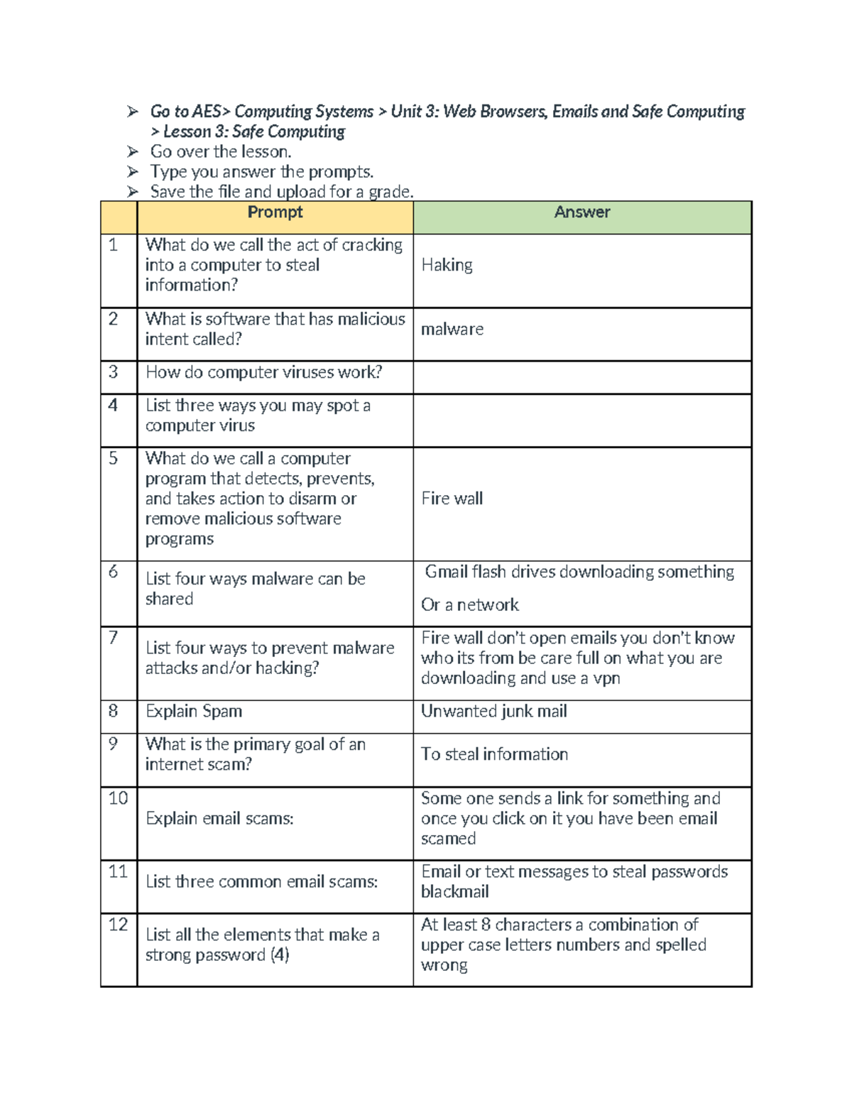 L3 Safe Computing i think - Go to AES> Computing Systems > Unit 3: Web Browsers, Emails and ...