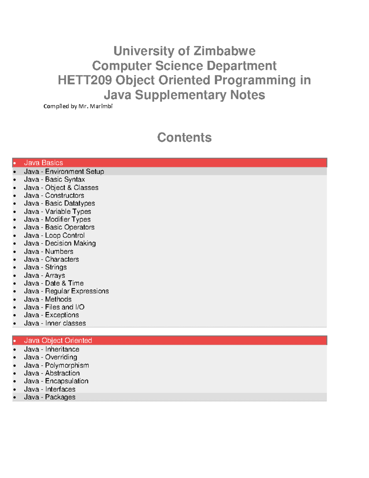 Introduction to Java programming supplementary Notes - Warning: TT ...