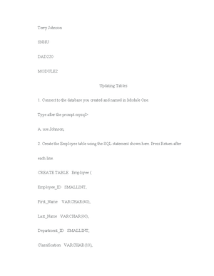 220 Dadmod 3LABTerry Johnson - Terry Johnson Jr. SNHU-DAD 01/28/ Module ...