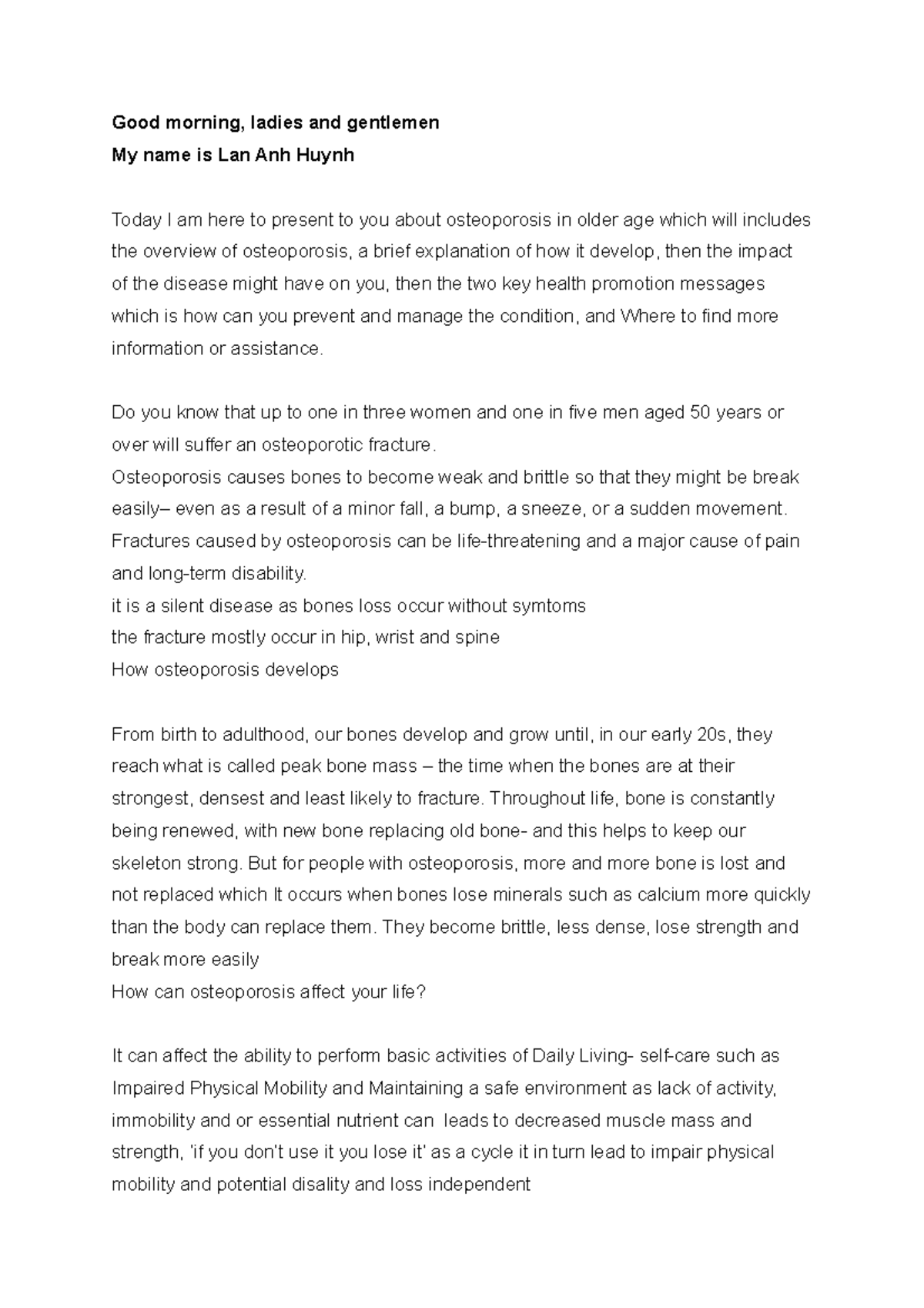 Assessment 2 script - WEEK 2 - Good morning, ladies and gentlemen My ...