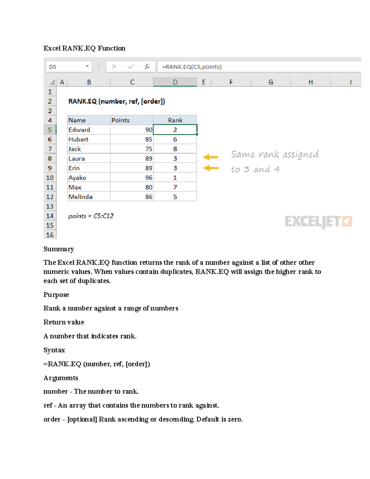 CSIS2010-Excel RANK.Q Function - Excel RANK Function Summary The Excel ...