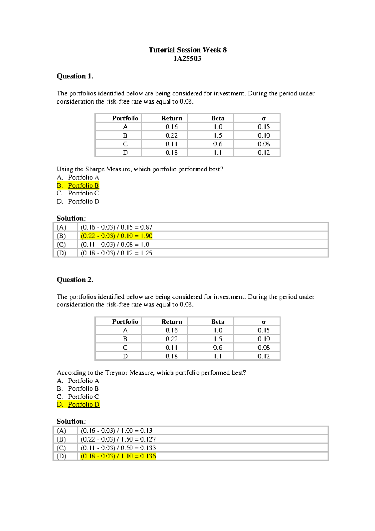 Week 10 - Tutorial - Tutorial Session Week 8 IA Question 1. The ...