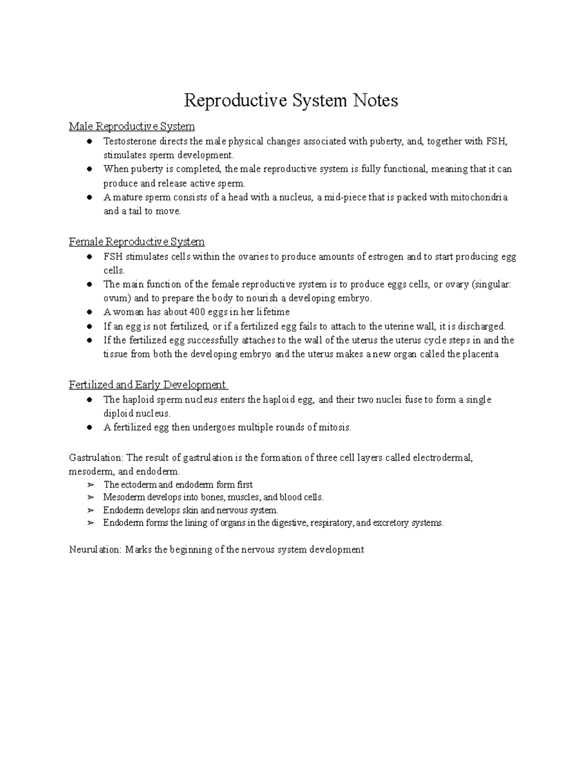 Reproductive System Notes - When puberty is completed, the male ...