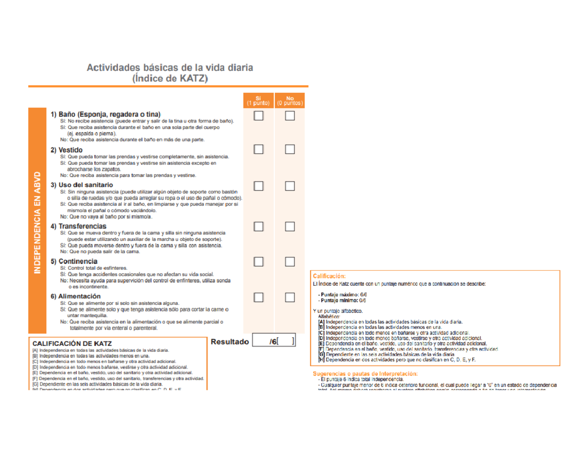 Escalas Geriatricas - Educación para la Salud - Studocu