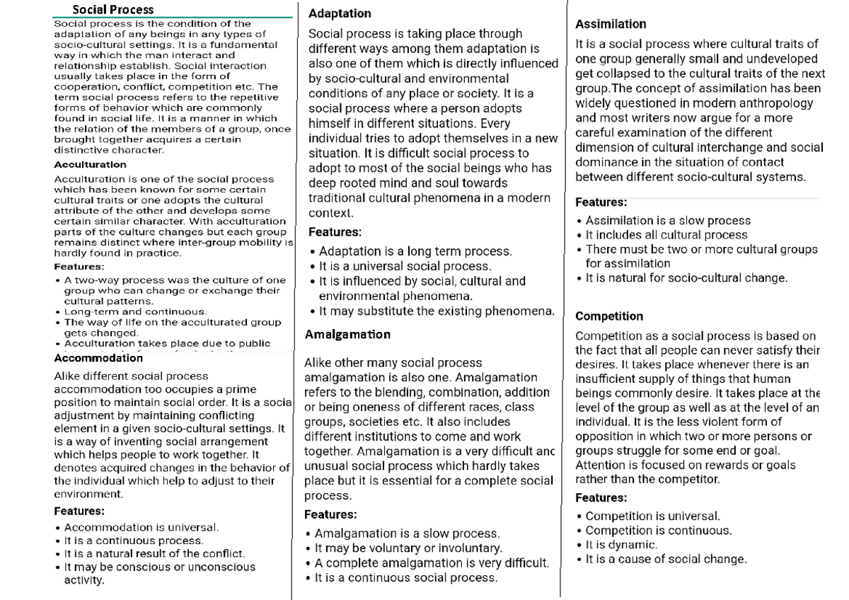 Social Process - short course content - Rural sociology - Social ...