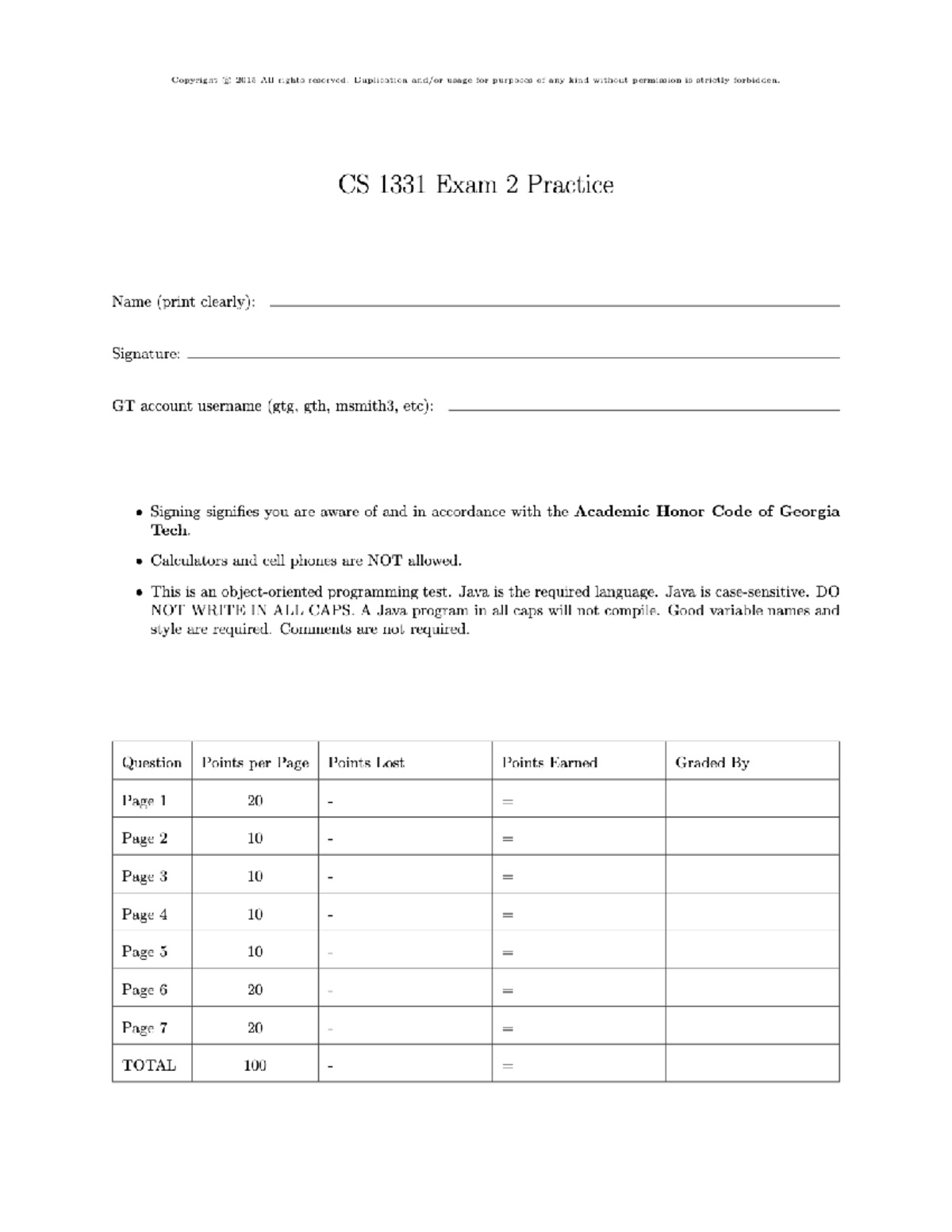 CS 1331 Exam 2 Practice - PDF Free Download - CS 1331 - Studocu