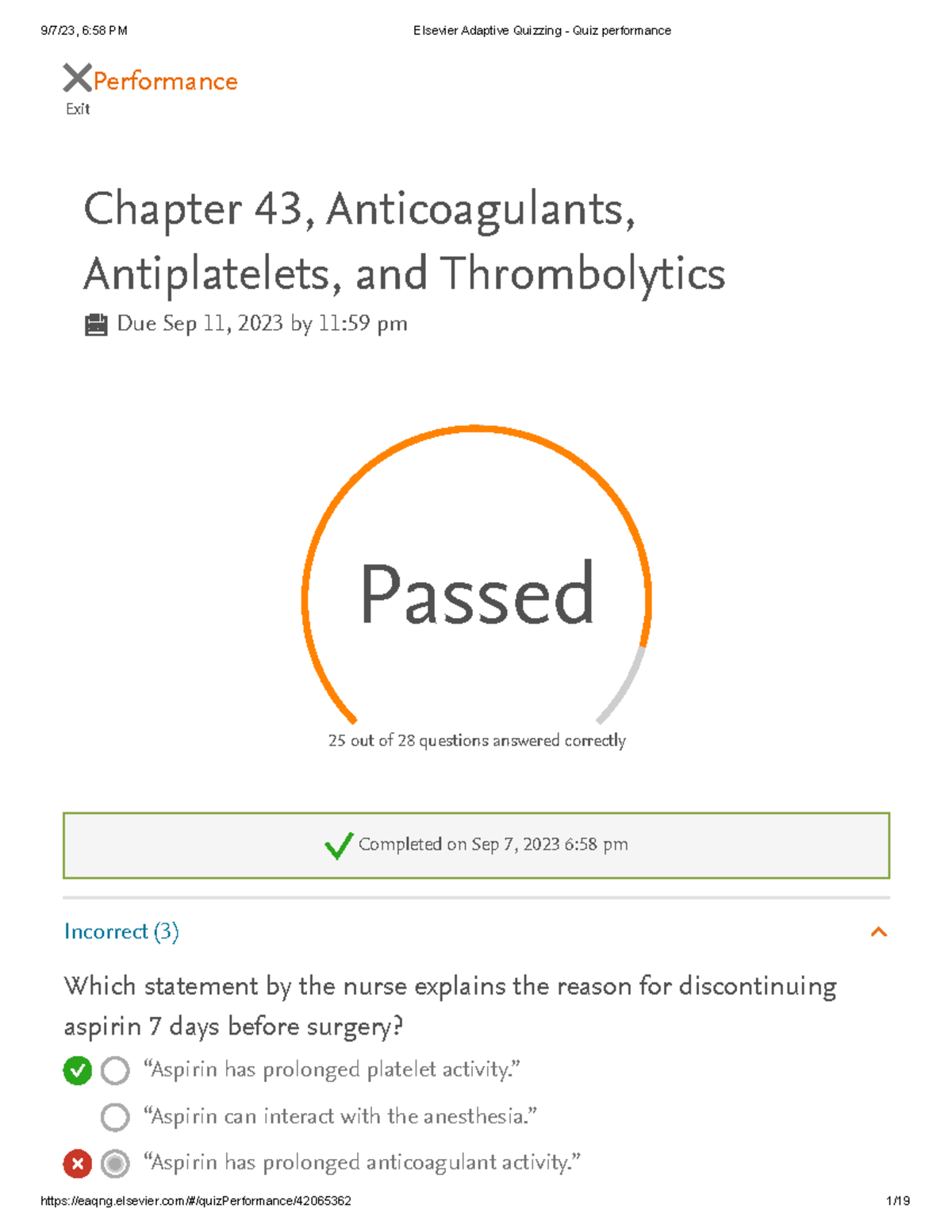 Ch. 43 Anticoagulants, Antiplatelets, and Thrombolytics EAQ - Exit ...