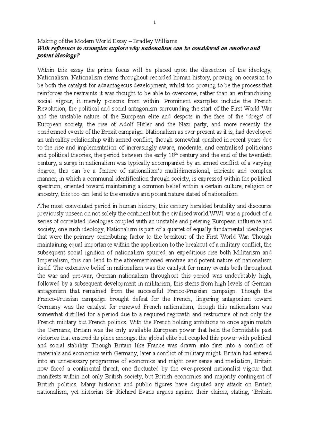 With reference to examples explore why nationalism can be considered an ...