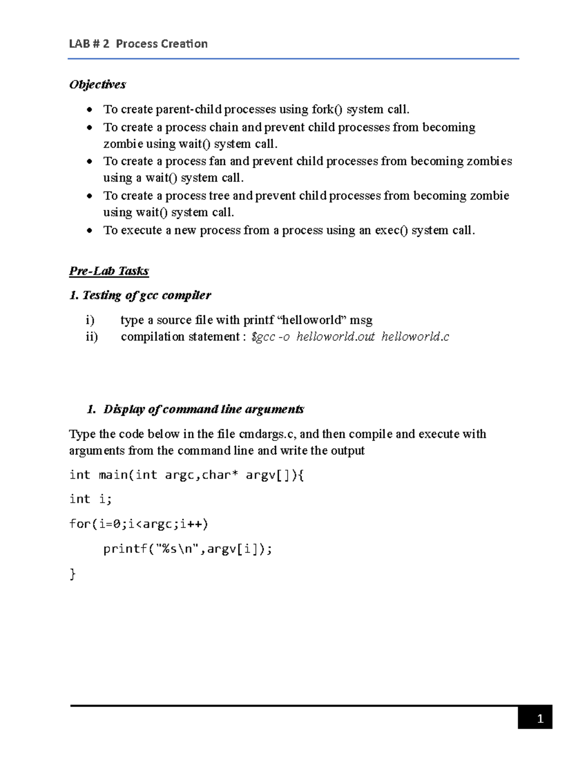 OS Lab 2 - lab tasks for operating systems lab in comsats - Objectives ... OS Lab 2 - lab tasks for operating systems lab in comsats - Objectives ...