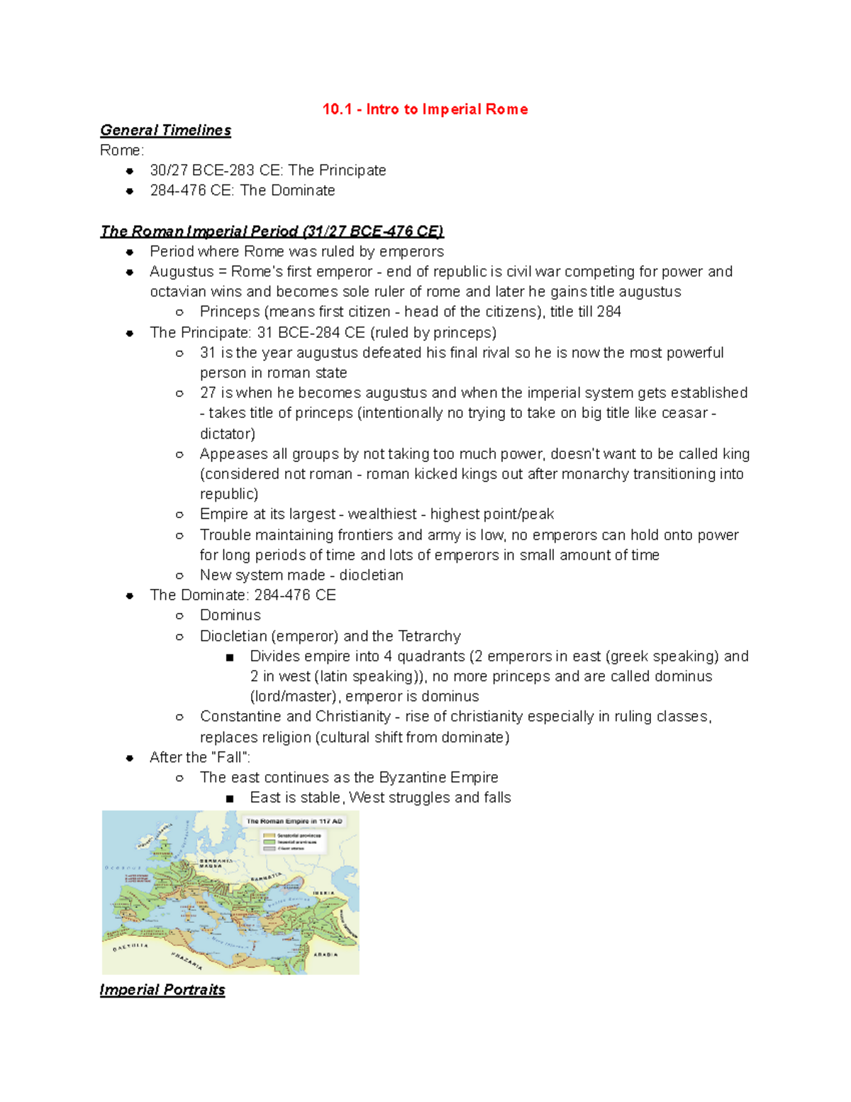 10.1 - Intro to Imperial Rome - 10 - Intro to Imperial Rome General ...