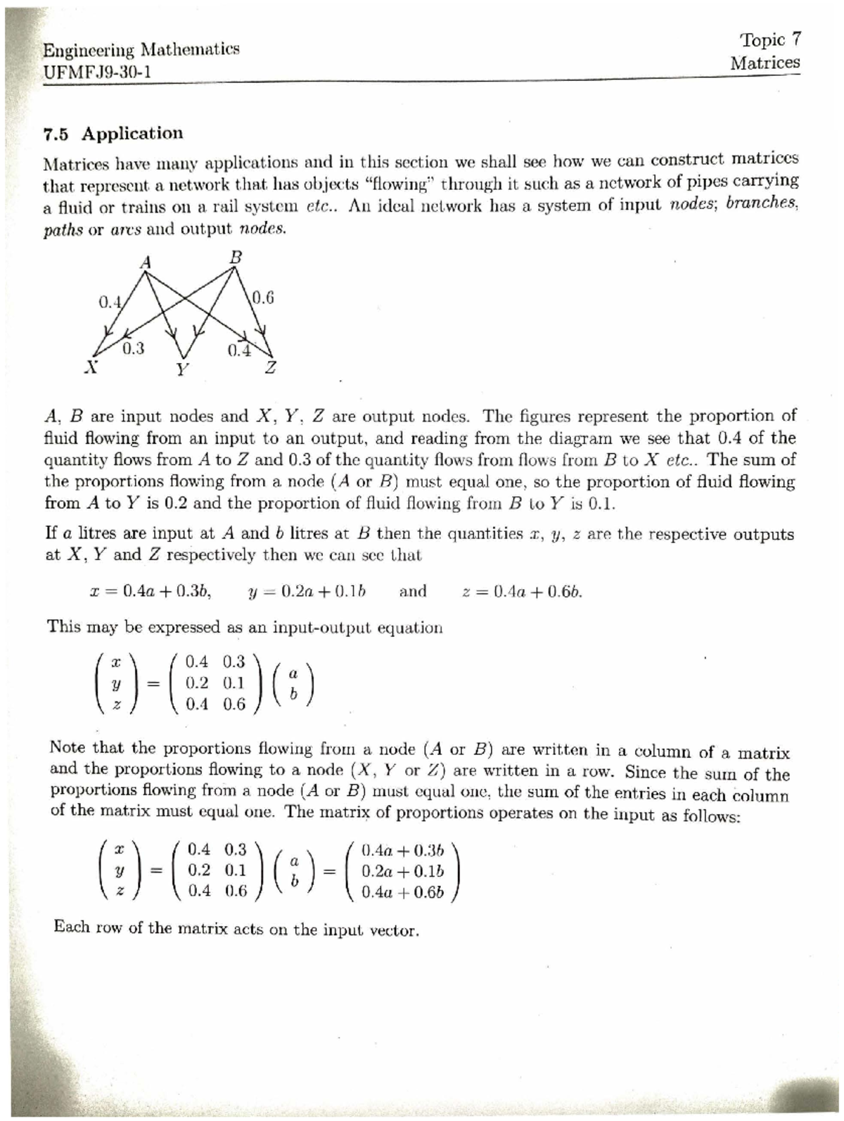 Lec 7.5 - Matrix Application - Engineering Mathematics UFMF J9-30- 7 .5 ...