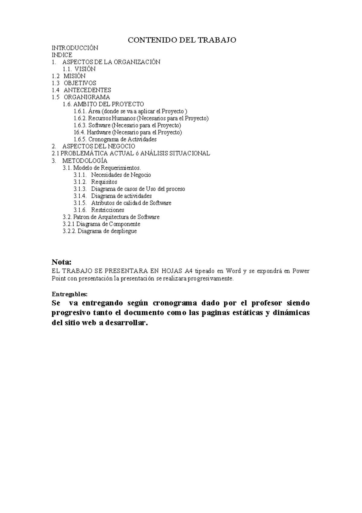 PLAN TRAB FIN V2 - hola - CONTENIDO DEL TRABAJO INTRODUCCIÓN INDICE 1. ASPECTOS DE LA ...