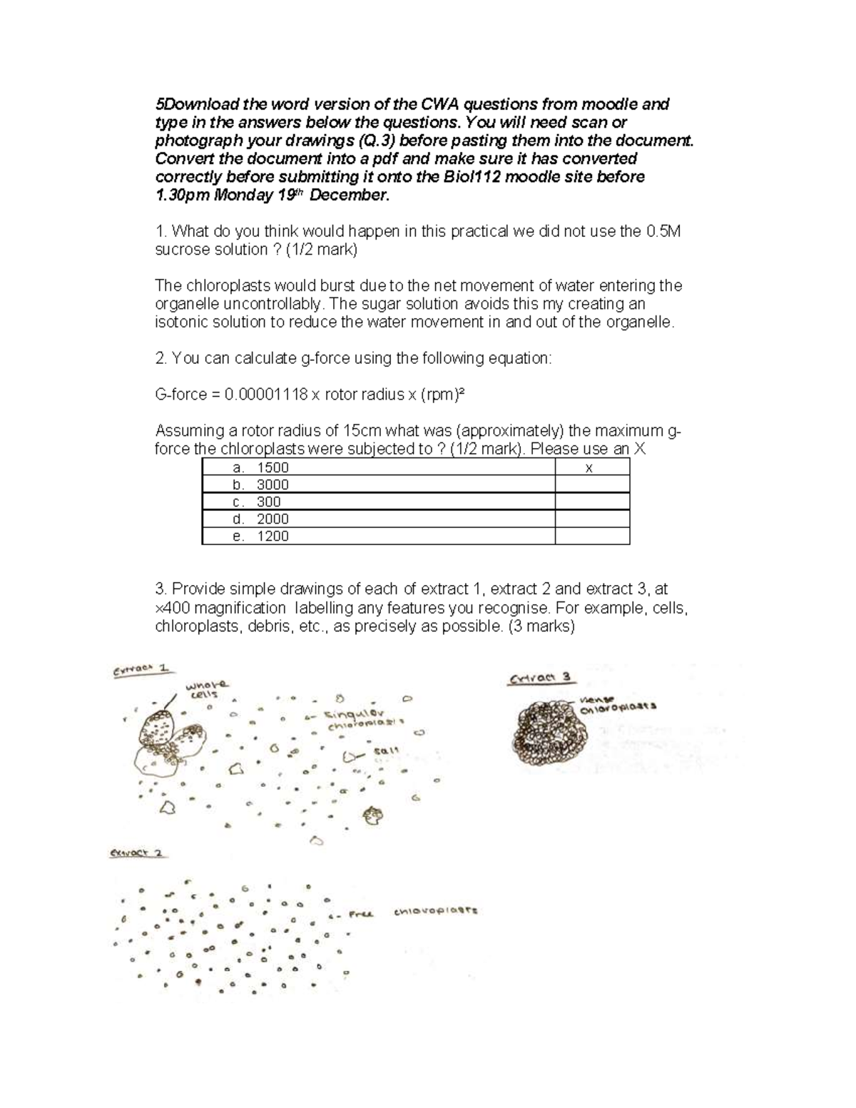 Organelle Isolation Work - 5Download the word version of the CWA ...