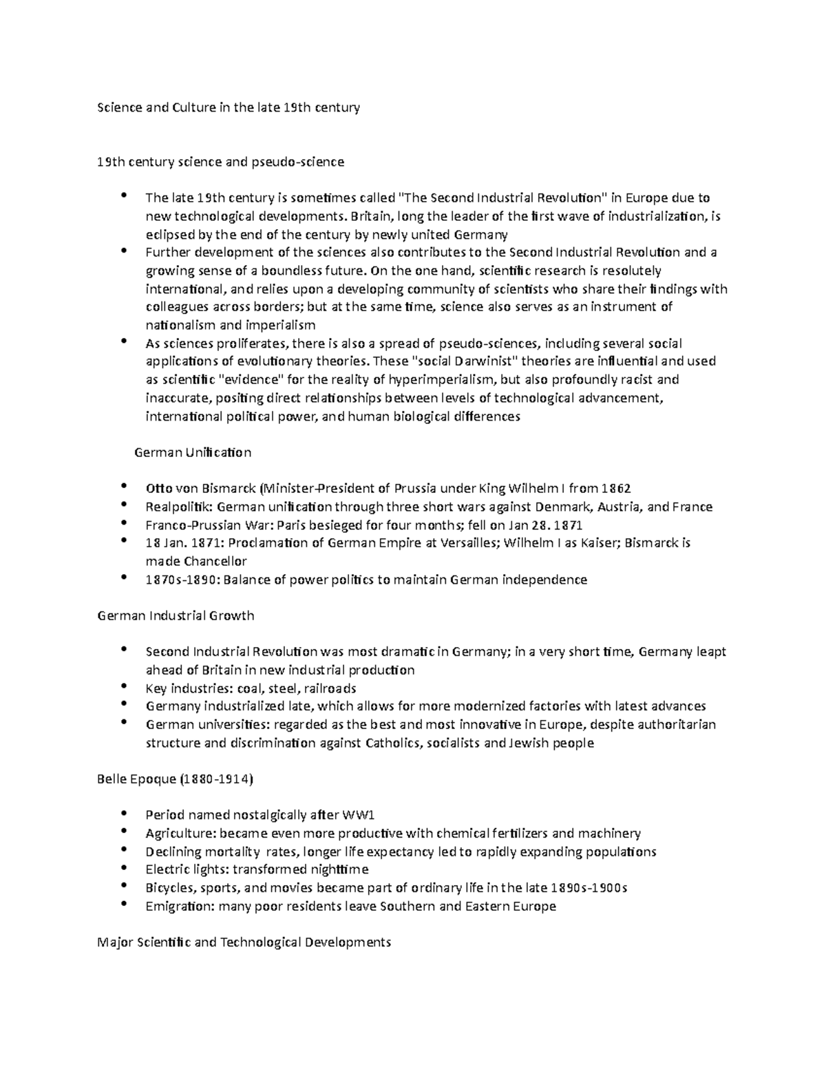 Science and Culture in the late 19th century - Britain, long the leader ...