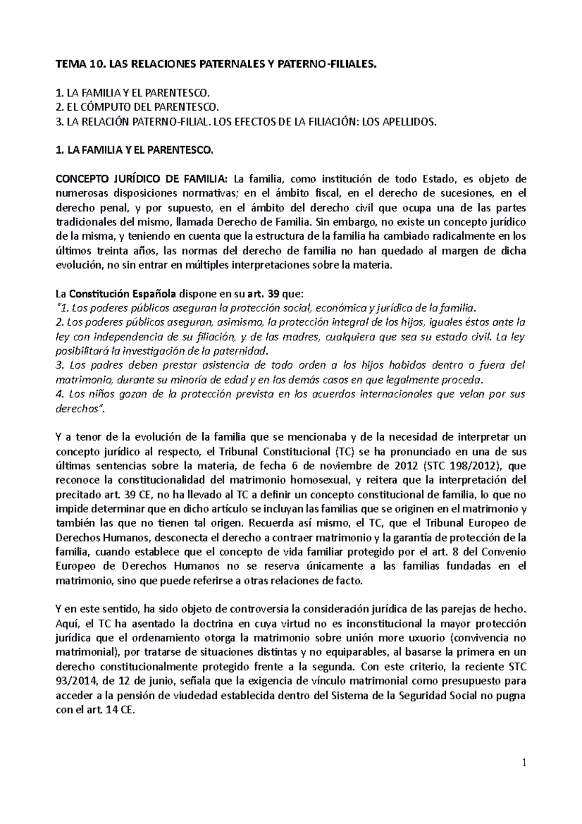 TEMA 10 las relaciones paternofiliales - TEMA 10. LAS RELACIONES ...