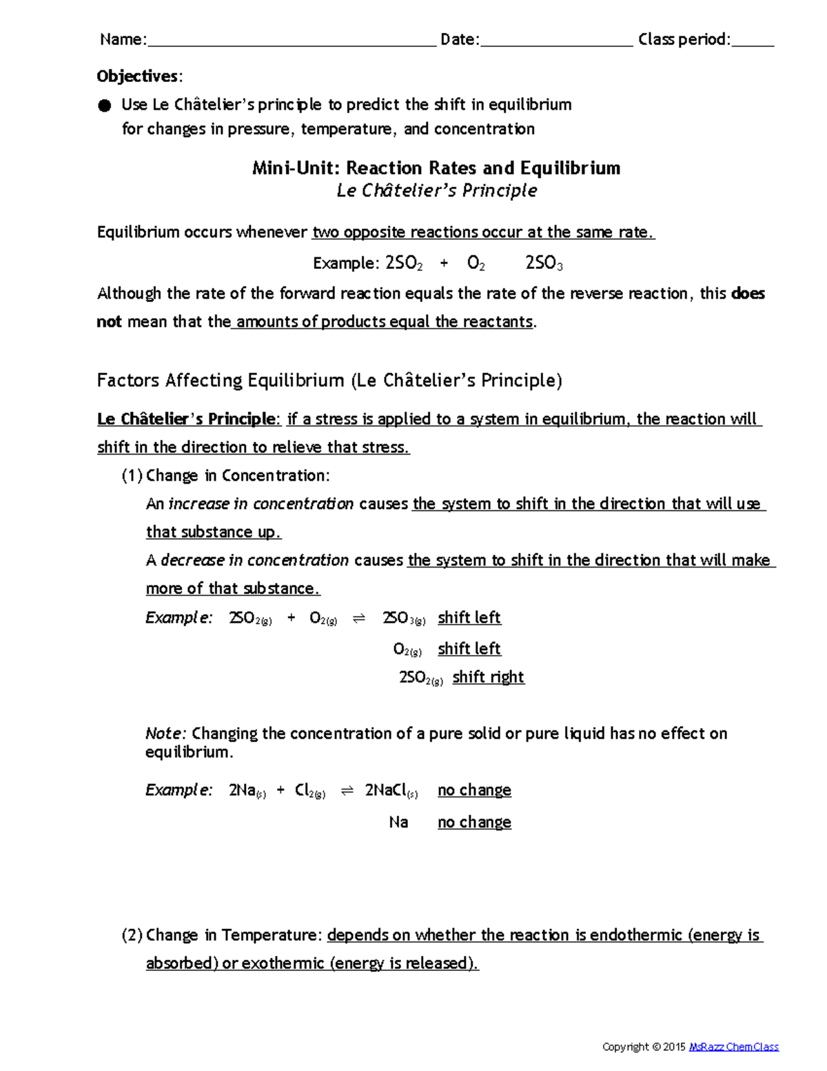 Day2-Student Notes-Le Châteliers Principle - Name ...