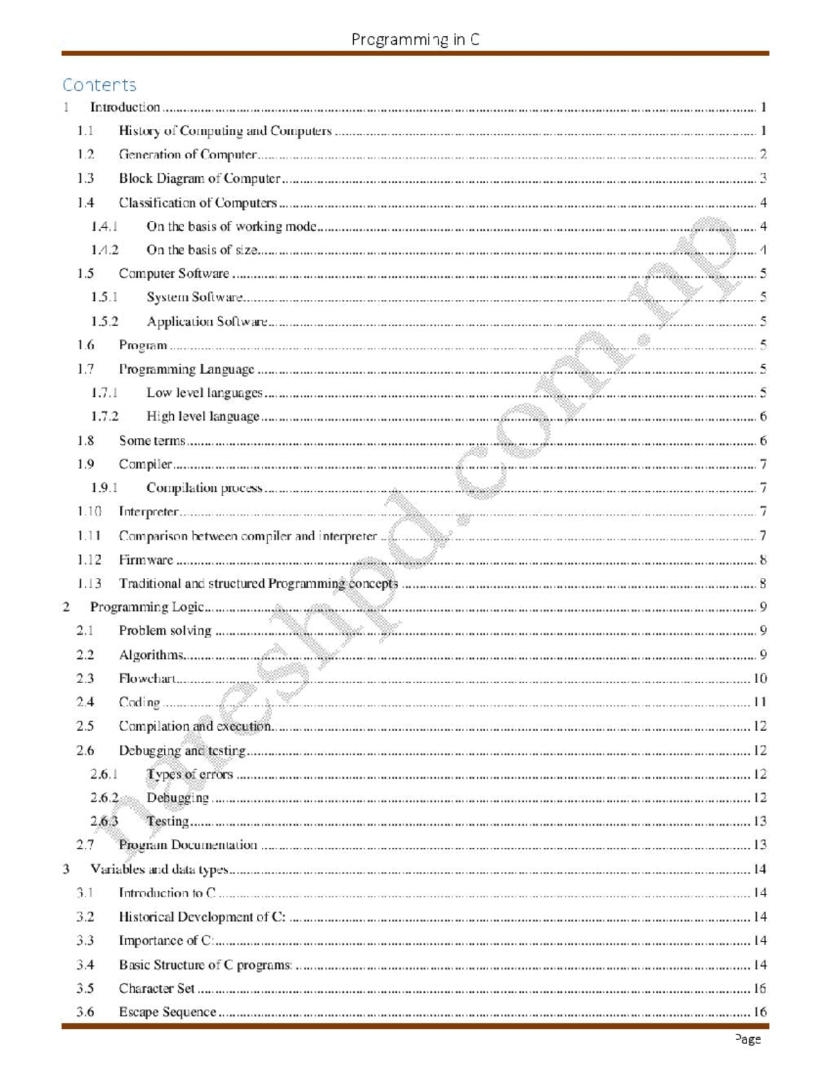 Programming in C - thats all - Object Oriented Programming in C++ - Studocu