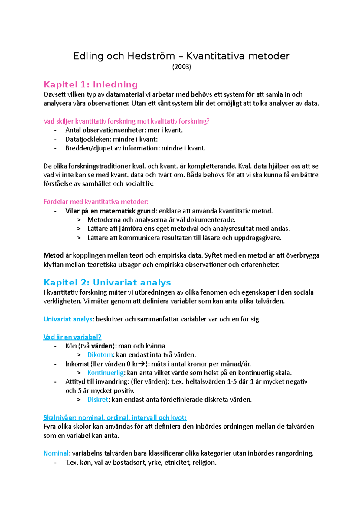 Edling och Hedström - kvantitativa metoder - Edling och Hedström ...