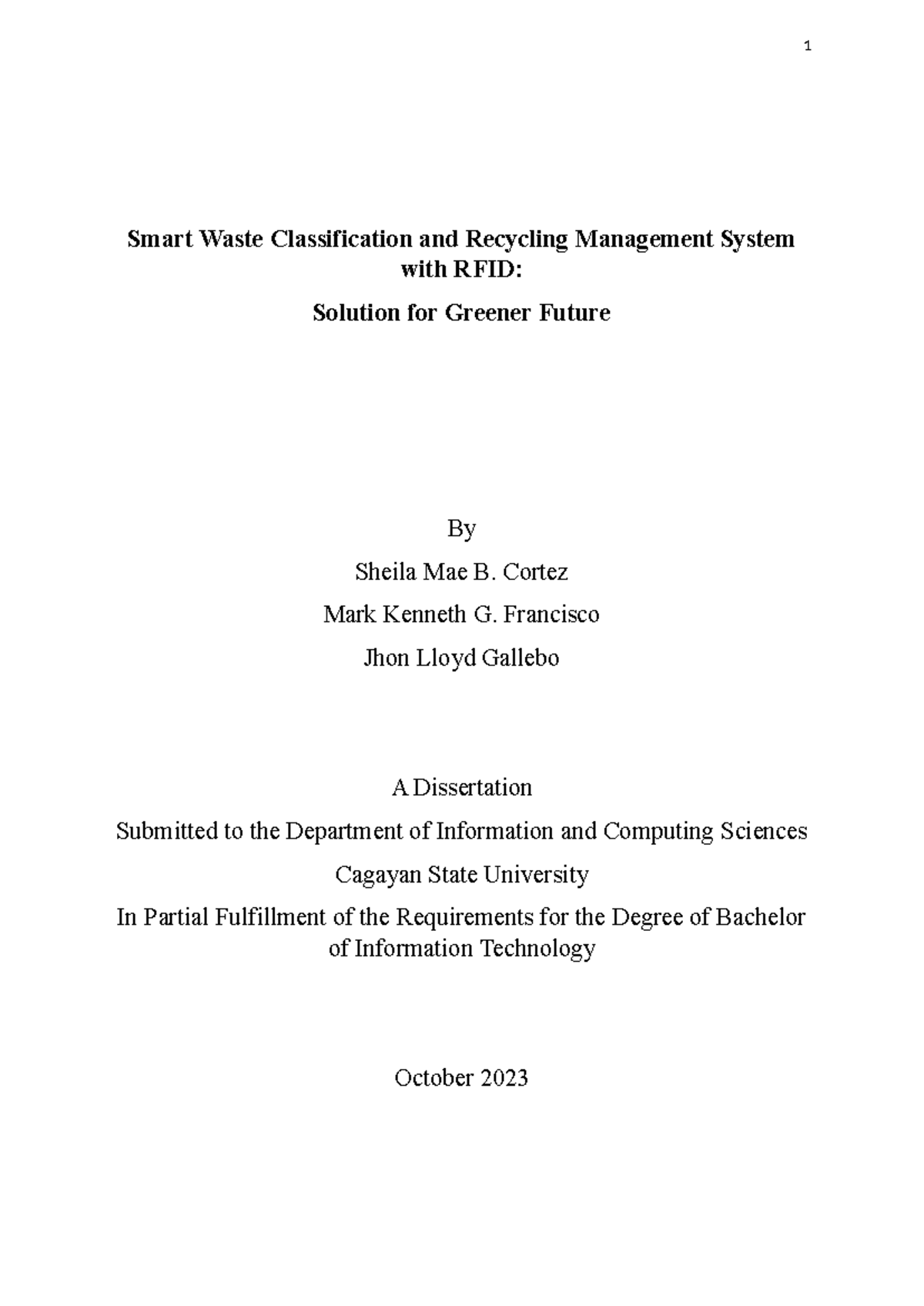 Smart Waste and Recycling Management System - 1 Smart Waste ...