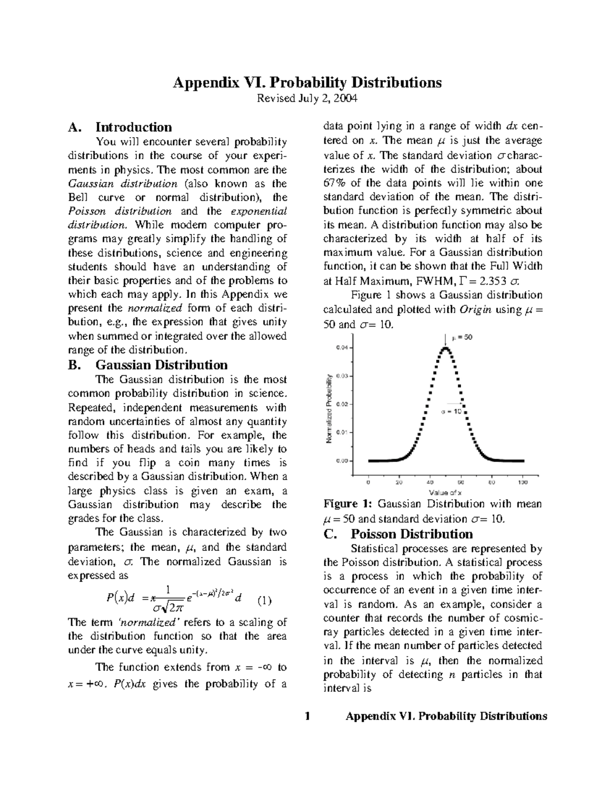 Probability Distributions - 1 Appendix VI. Probability Distributions Appendix VI. Probability ...