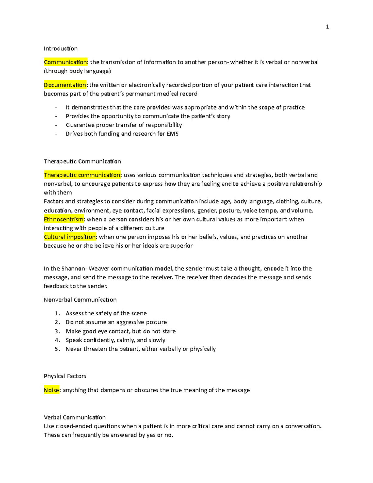 Chapter 4 Communications and Documentation - Introduction Communication ...