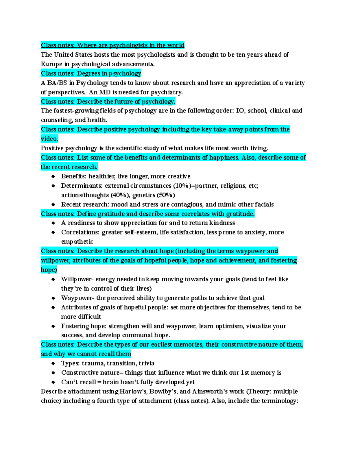 Psychological Theories - Class notes: Where are psychologists in the ...