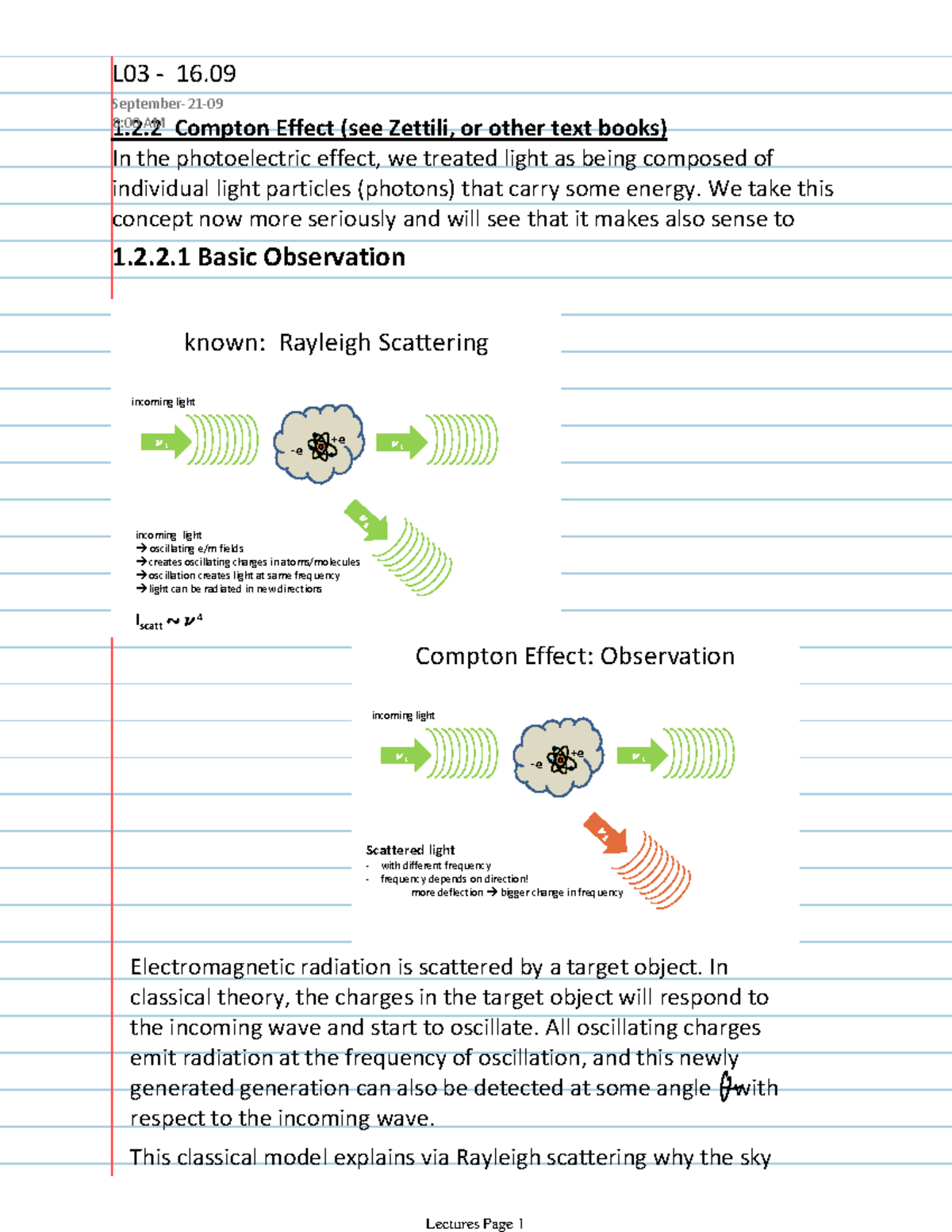 Lecture 03 - Compton, De Broglie, Bragg - 1.2 Compton Effect (see ...
