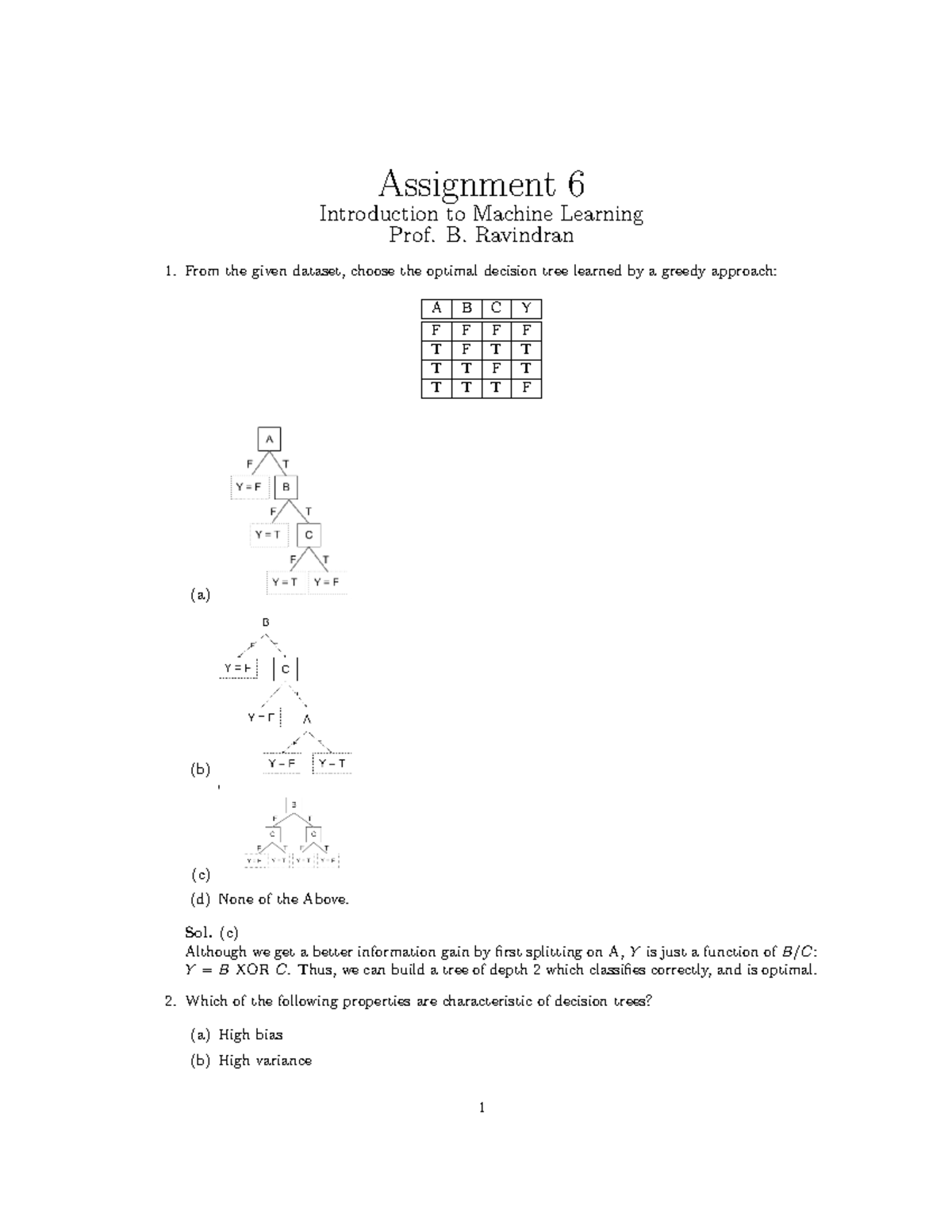 A6 ML 2024Spring - summary - Assignment 6 Introduction to Machine Learning Prof. B. Ravindran ...