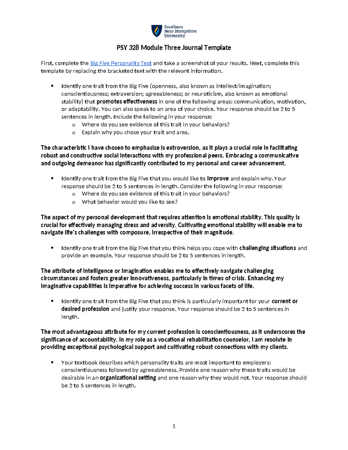 PSY 328 Module Three Journal complete - PSY 328 Module Three Journal ...