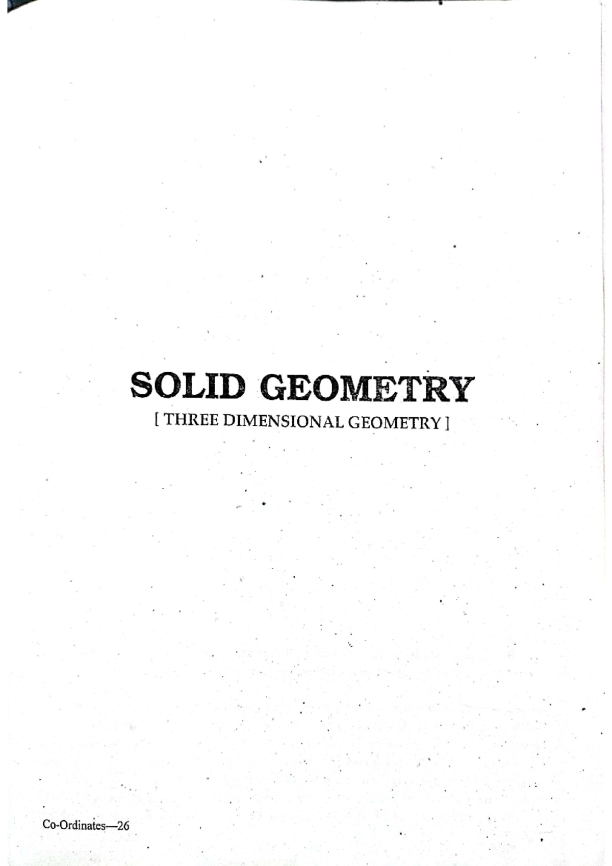 Math Solid Geometry - Mathematics-1 - Studocu