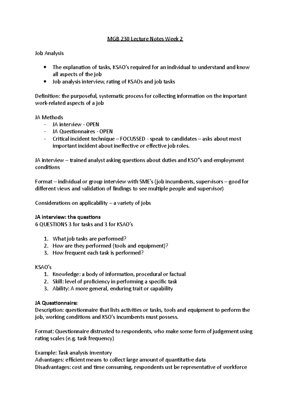 MGB 230 Lecture Notes Week 2 - MGB 230 Lecture Notes Week 2 Job ... MGB 230 Lecture Notes Week 2 - MGB 230 Lecture Notes Week 2 Job ...