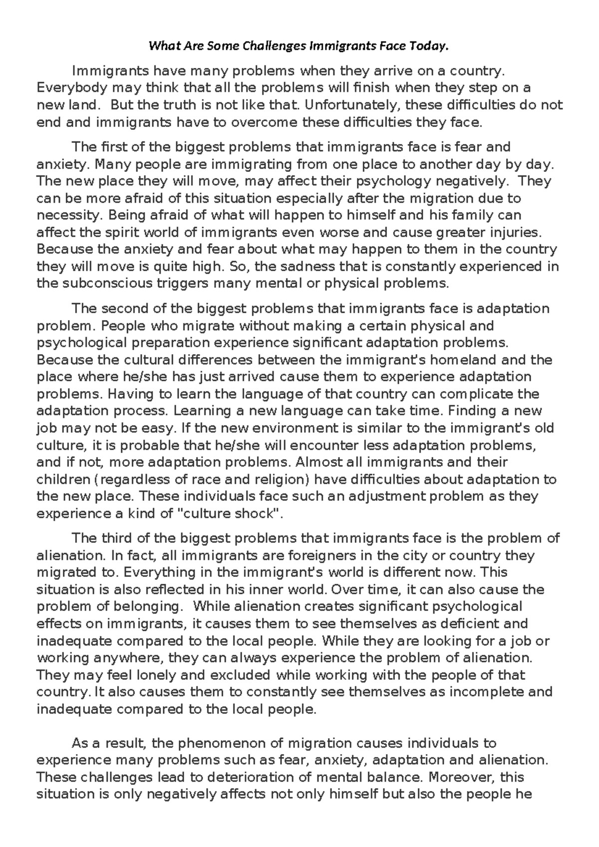 What Are Some Challenges Immigrants Face Today. - Immigrants have many ...