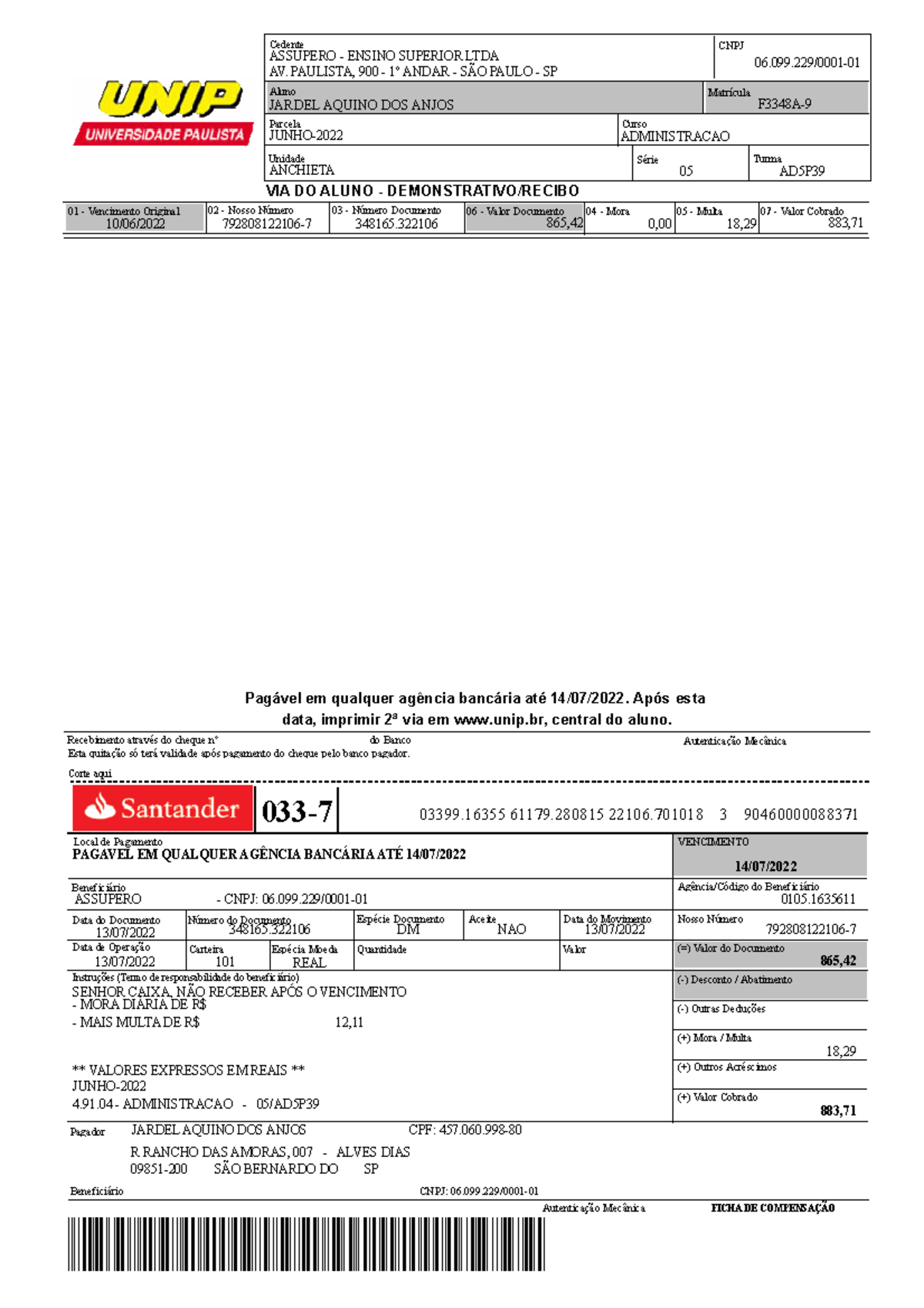 Boleto Bancario.aspx 2 - Cedente CNPJ Aluno Matrícula Parcela Curso ...