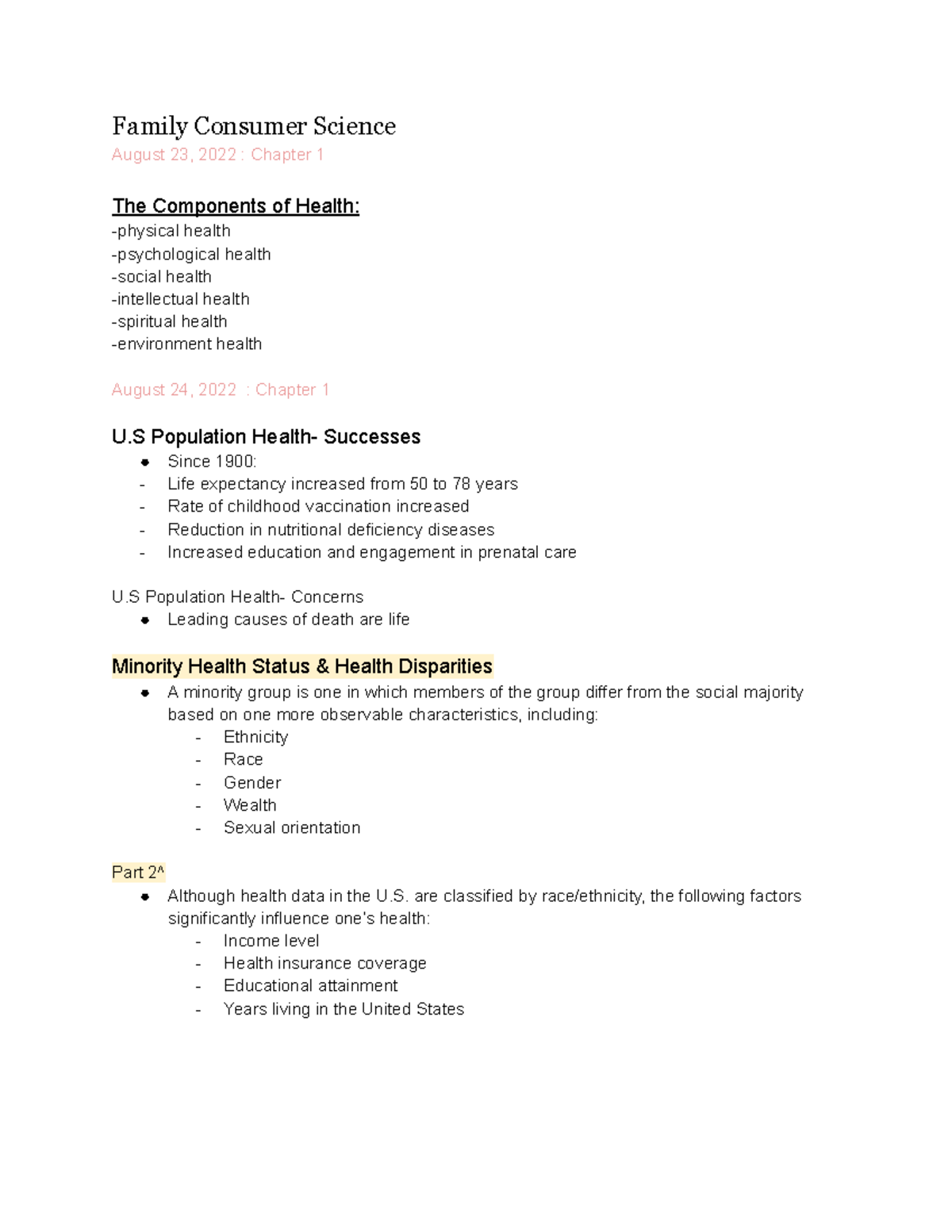 FCS 208 - lots of lecture notes from fall 2022 start of semester ...
