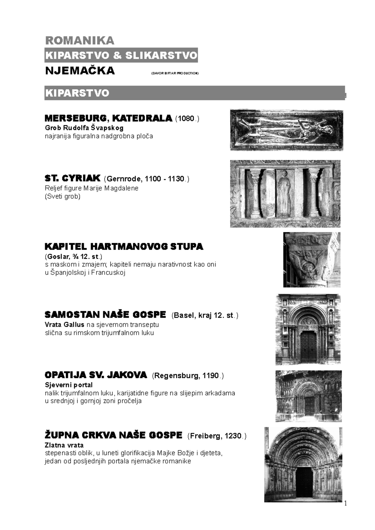 KIP. I SLIK. Njemacka - ROMANIKA KIPARSTVO & SLIKARSTVO NJEMAČKA (DAVOR ...
