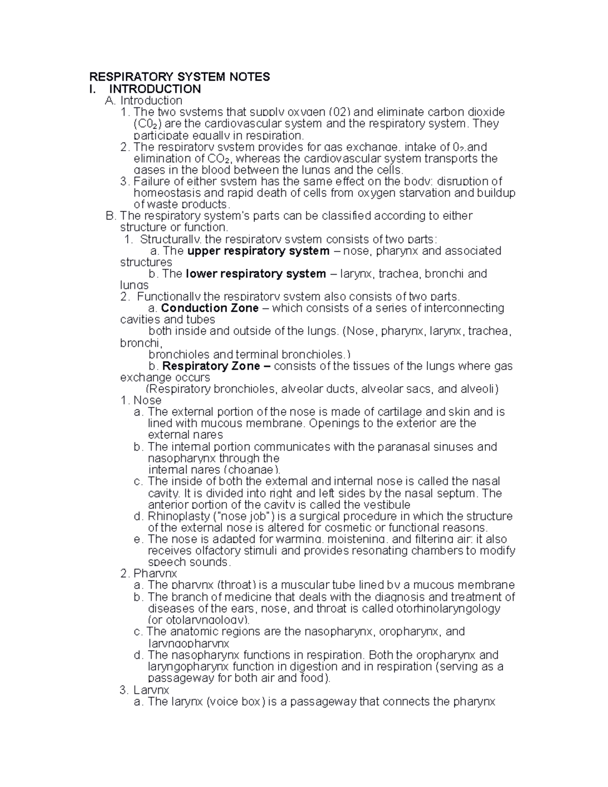 Resp system student notes 2010 - RESPIRATORY SYSTEM NOTES I ...