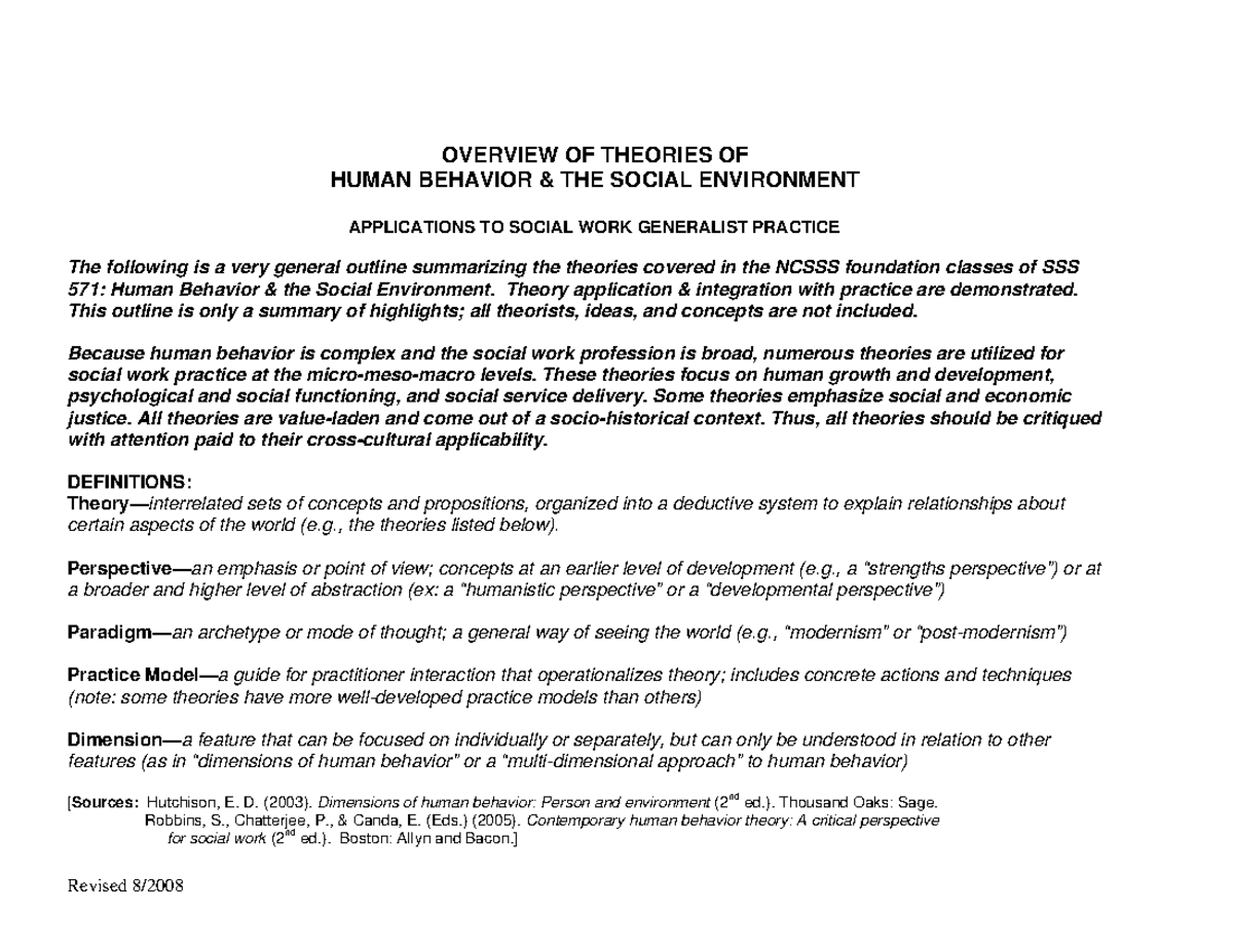 Social Work theories - Test and exam study material for class exam and ...