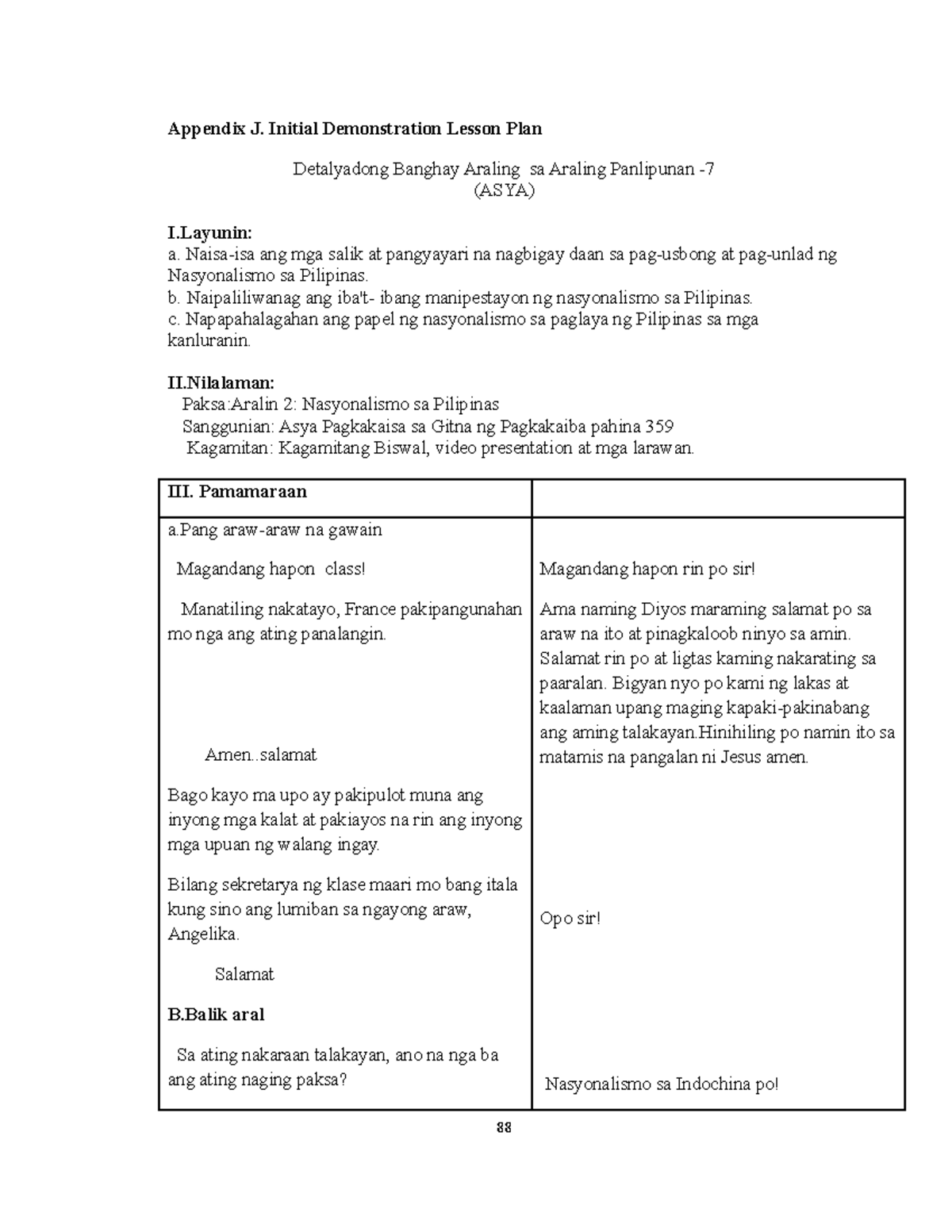 Lpdetailed - Lesson PLan Sample - Appendix J. Initial Demonstration ...