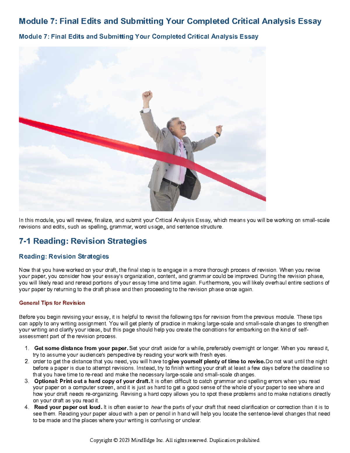 Module 7 Final Edits and Submitting Your Completed Critical Analysis ...