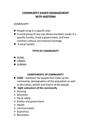 Module 1 - Lecture Notes - Community and Public Health for Medical ...