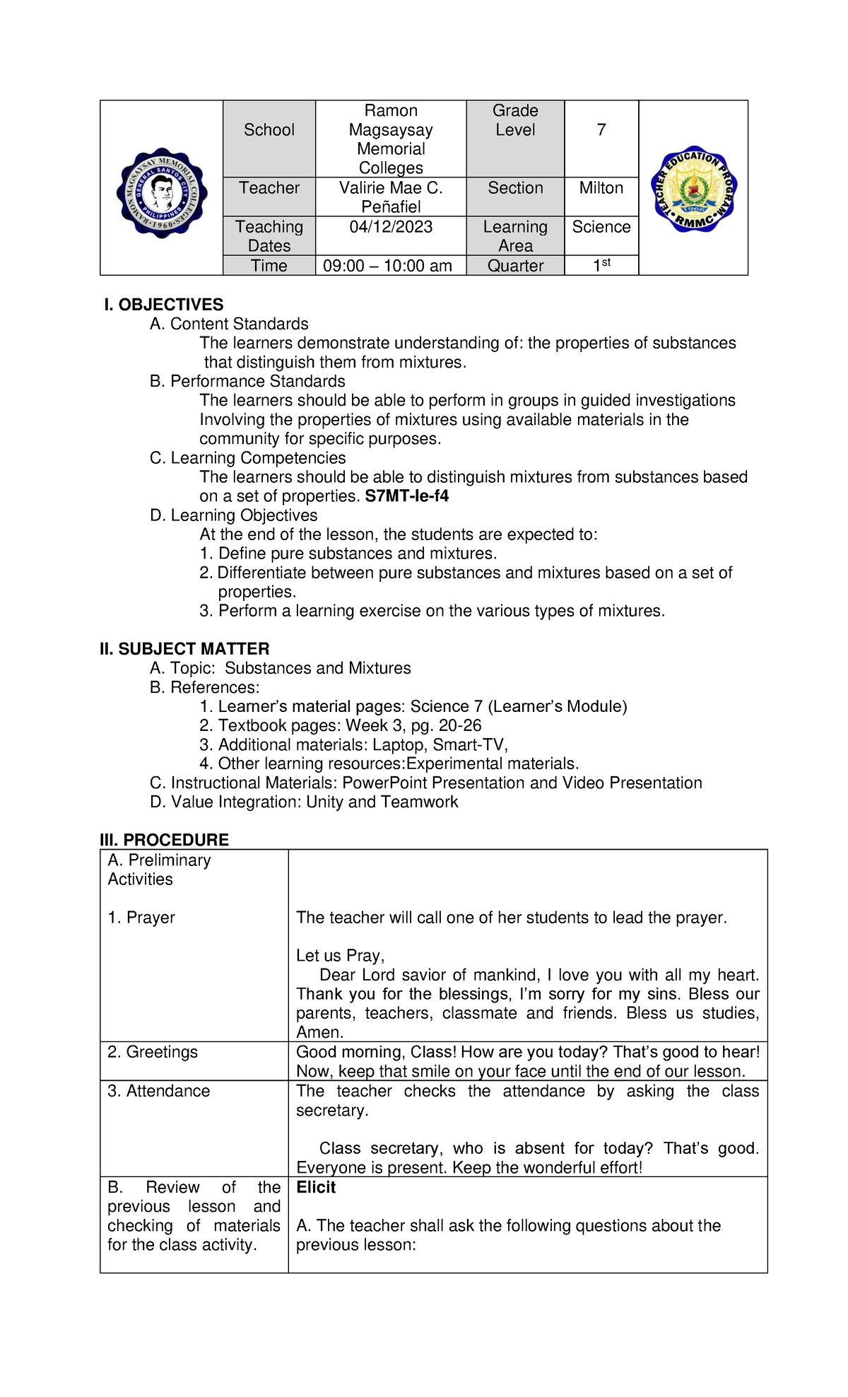 Lesson-PLAN assessment 2 - School Ramon Magsaysay Memorial Colleges ...