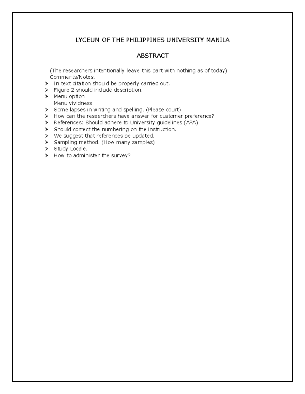 Abstract - essay - LYCEUM OF THE PHILIPPINES UNIVERSITY MANILA ABSTRACT ...