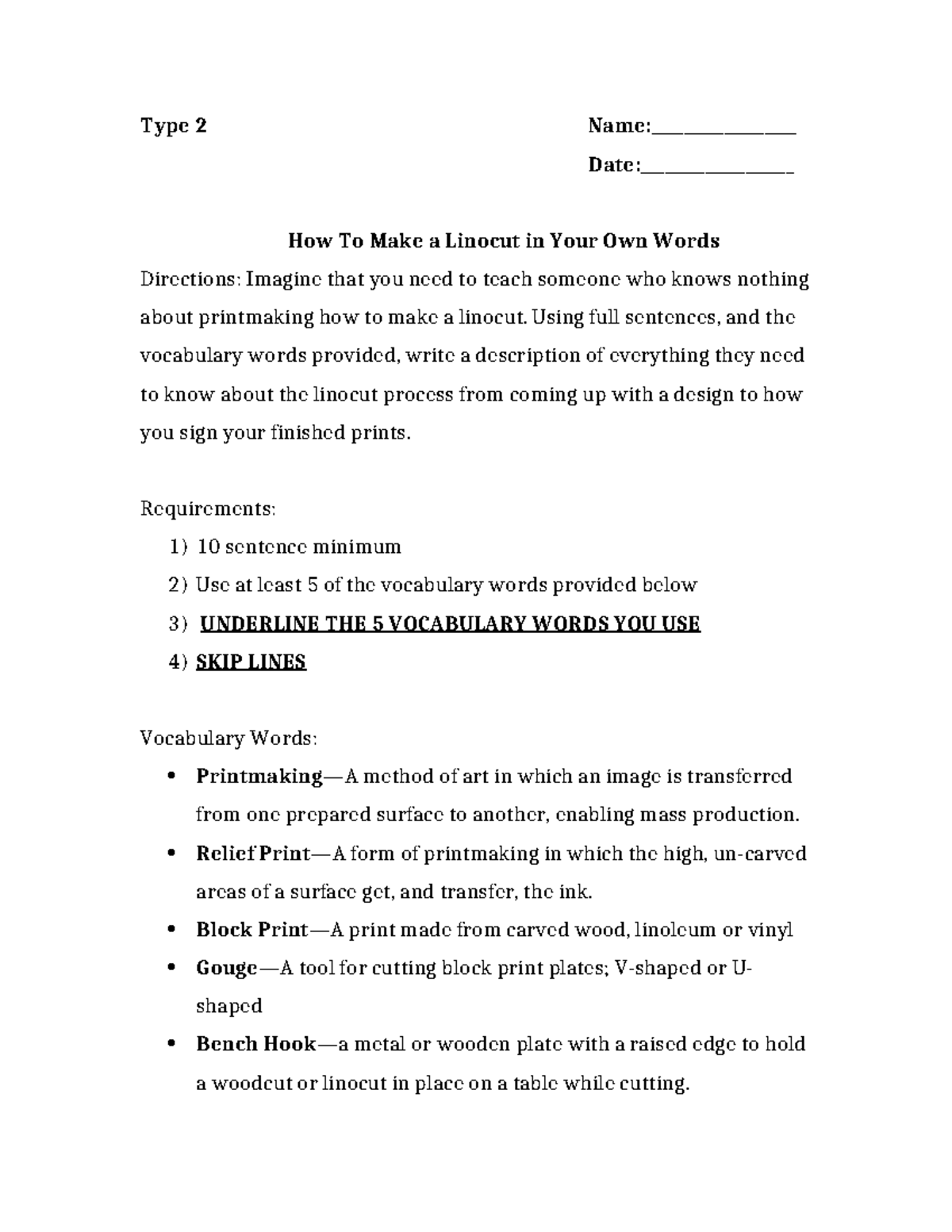 Type 2 How to Make a Print in Your Own Words - Type 2 Name ...