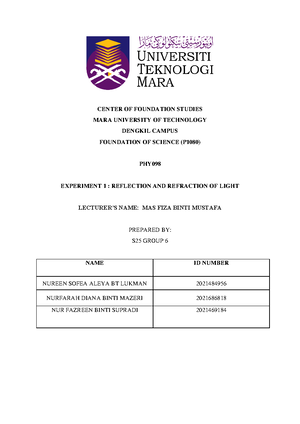 Ohm's Law(group 1) - lab report - Foundation Physics II - UiTM - Studocu