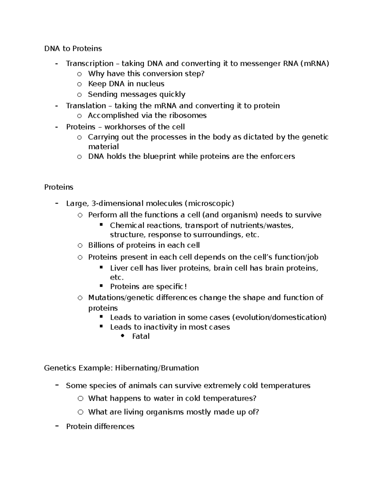 Lecture 8 Genetics Part 2 - DNA to Proteins - Transcription – taking ...