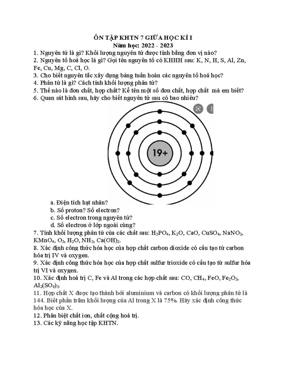Ôn tập KHTN 7 - dành cho các em lớp 7 - ÔN TẬP KHTN 7 GIỮA HỌC KÌ I Năm ...
