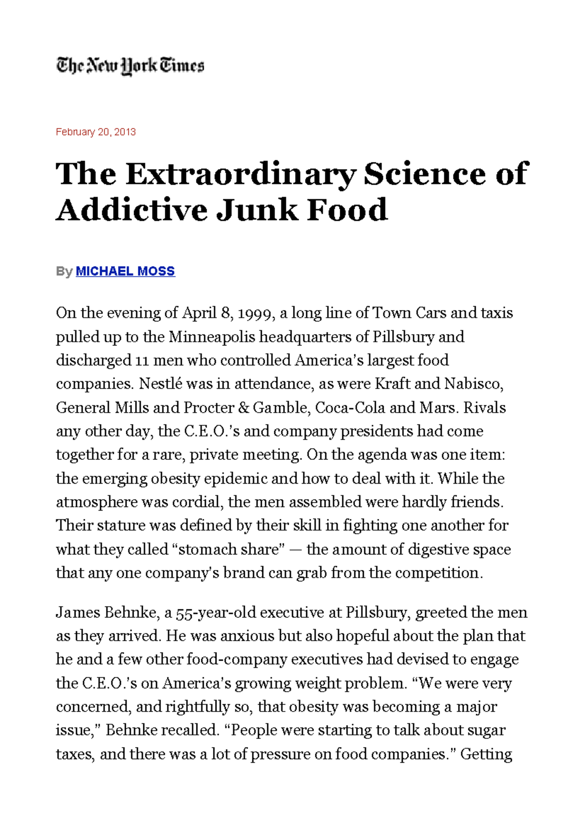 The Extraordinary Science of Addictive Junk Food - February 20, 2013 ...