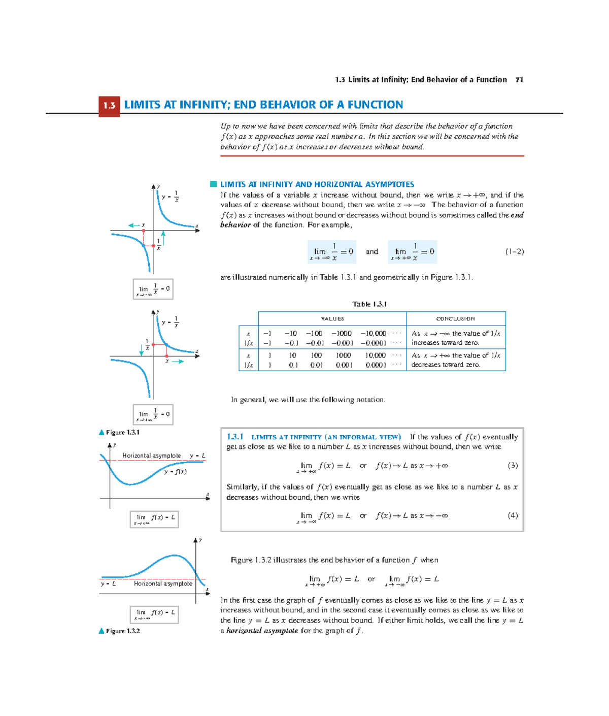 MATH CH1-3 - math work - 1 Limits at Infinity; End Behavior of a ...