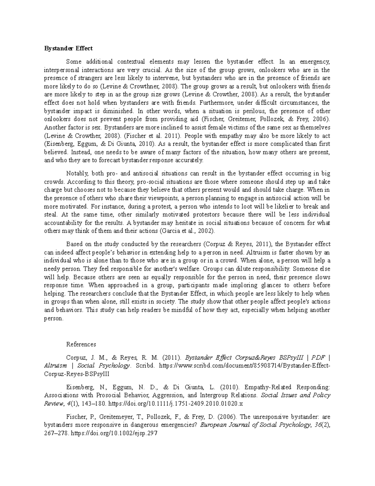 Bystander Effect - MANADATORY ASSIGNMENT - Bystander Effect Some ...