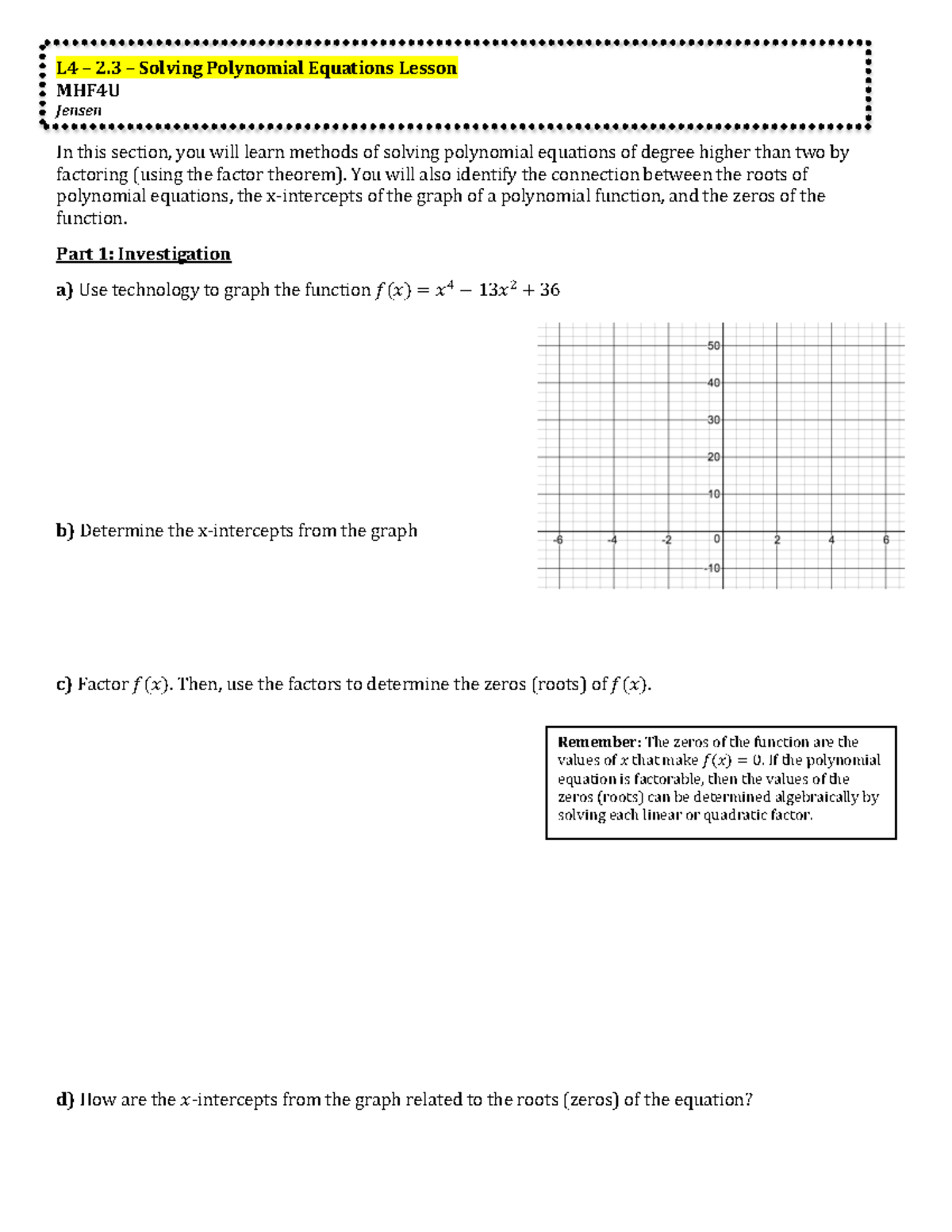 2.3 solving+polynomial+equations - L4 – 2 – Solving Polynomial ...